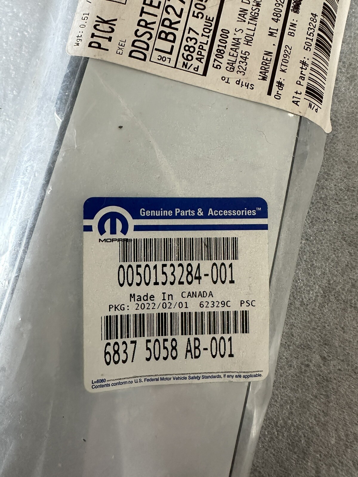 Genuine Mopar B Pillar Applique Right 68375058AB for sale online | eBay