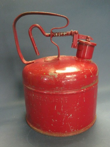 Vintage US Government Safeway Safety Can Hanover Aero Fuel Can w Spring ...