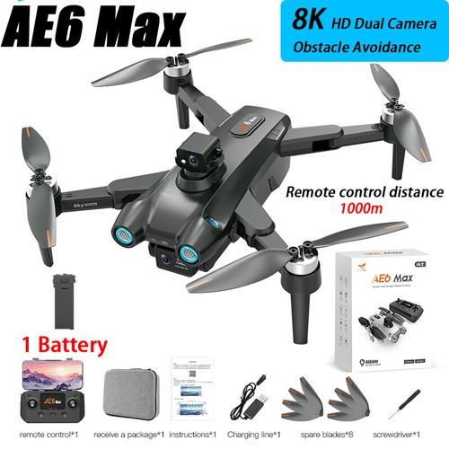 AE6 Max GPS RC Drone 8K Dual Camera Obstacle Avoidance Quadcopter Smart ...