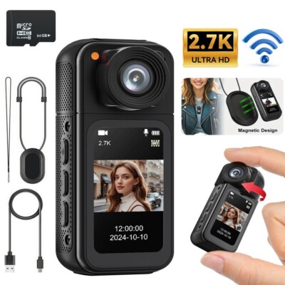 2.7K Thumb Camera WiFi Mini Body Camera Wearable Sports Action Camera ...