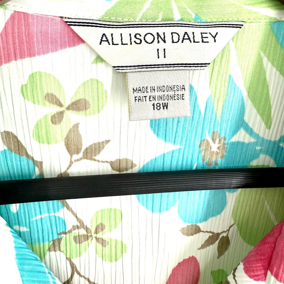 Allison Daley Plus Size 18W Tropical Beach Hawaii Floral Blouse Shirt ...