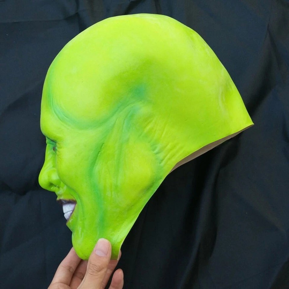 Movie The Mask Jim Carrey Green Latex Mask Cosplay Costume Halloween ...