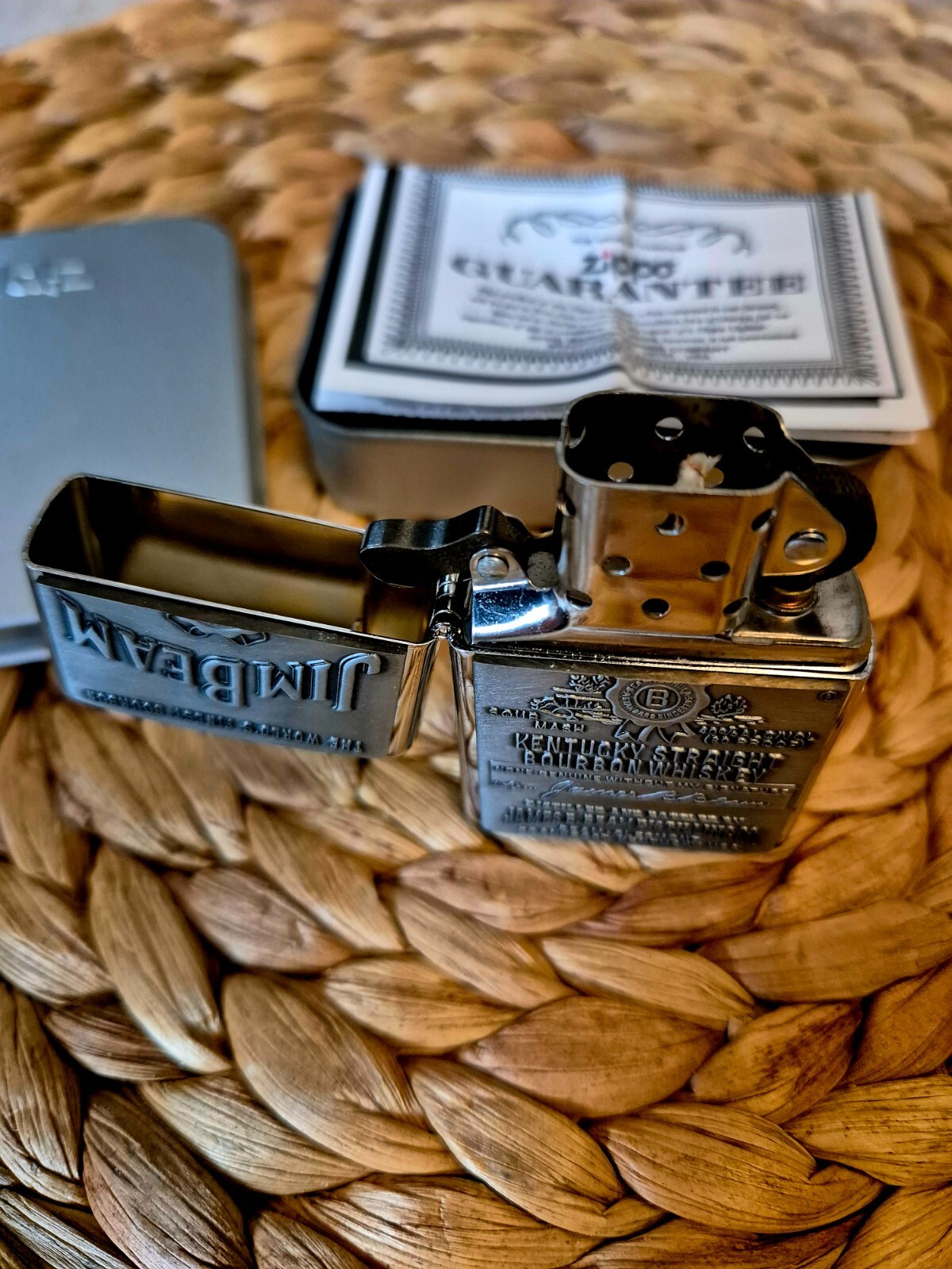 Zippo Jim Beam seltenes Sammlerstück Metallplatte