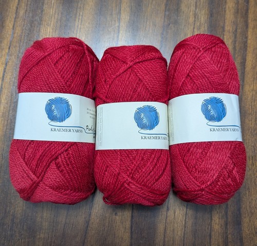 New Lot of 3 Kraemer Yarn Perfection in Color Crimson. 260 yds 3.5 oz ...
