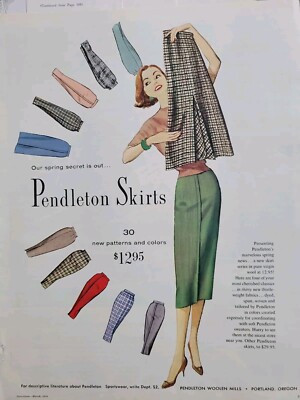 1956 Pendleton Sportswear women's skirts Ted Rand art vintage fashion ...