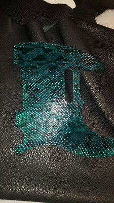 Leather pick guard Fender Telecaster Snake skin print Aqua and brown | eBay