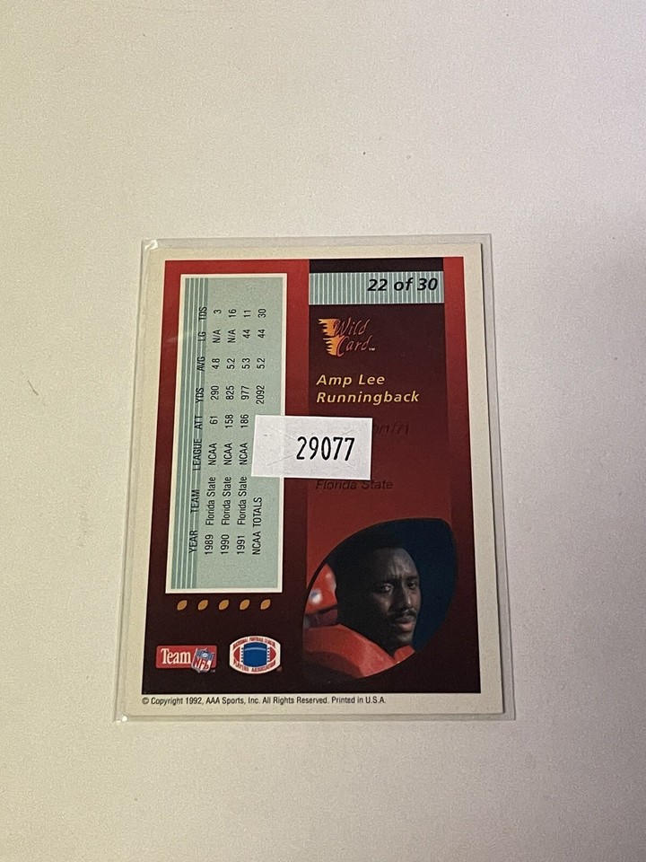 1992 Wild Card 100 Stripe #22 Amp Lee **029077 | eBay