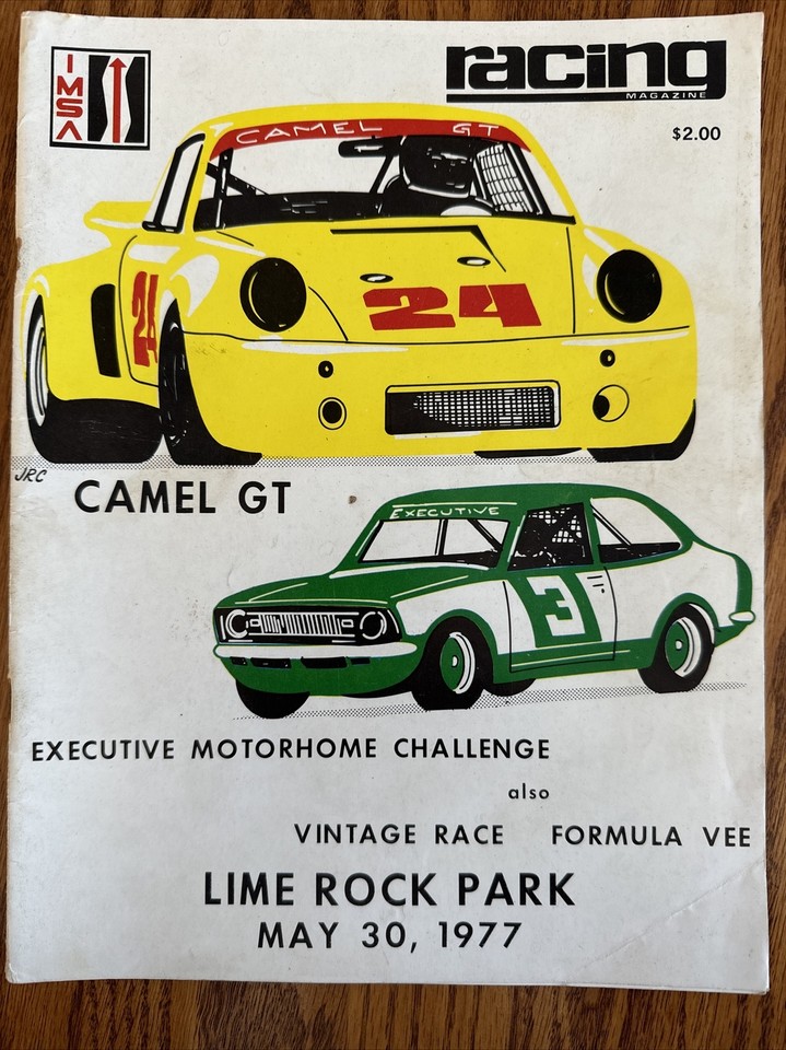 MAY 30, 1977 LIME ROCK PART CAMEL GT SPORTS CAR RACING MAGAZINE W/LINE ...