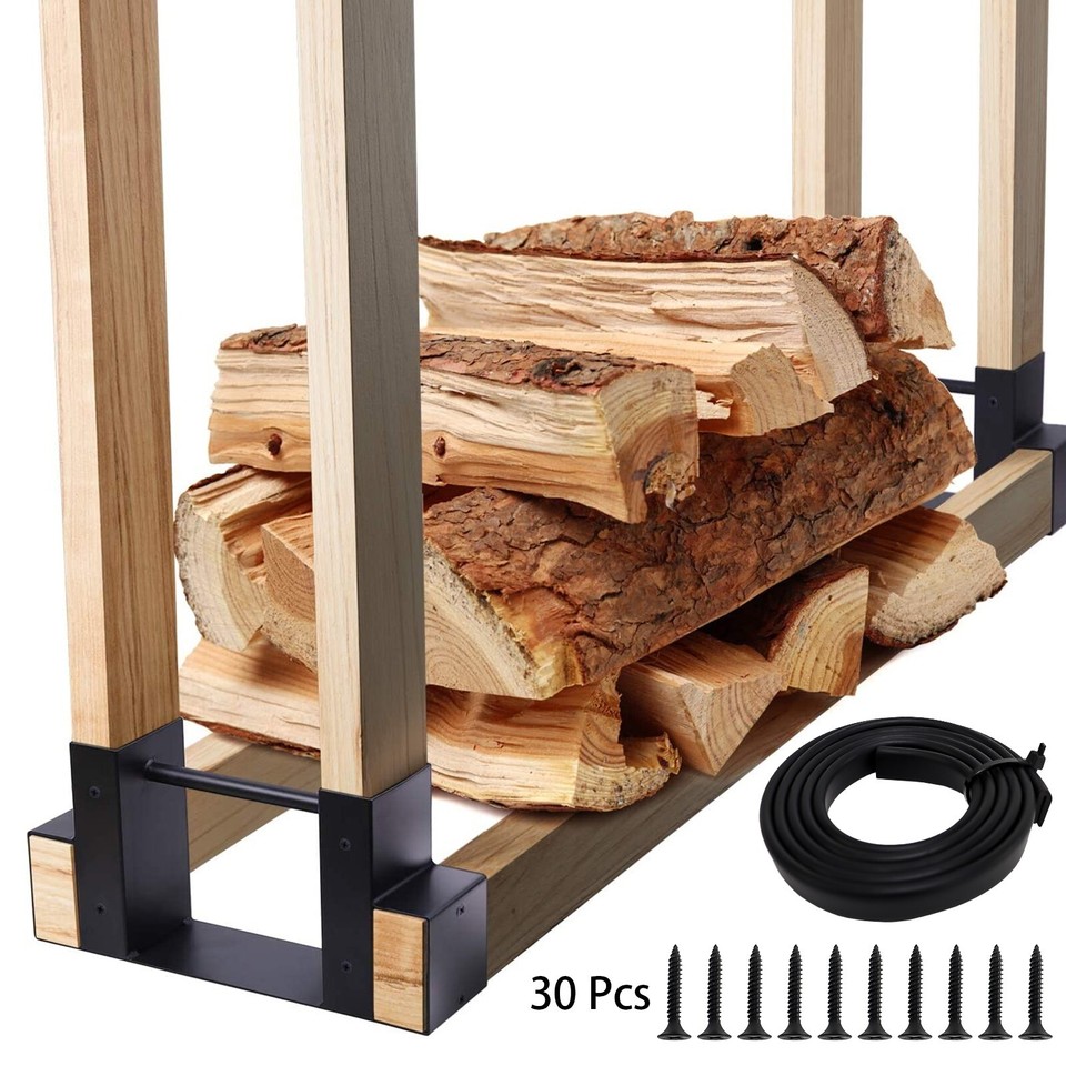 Firewood Rack Brackets Kit Adjustable Fireplace Log Rack Lumber Storage ...