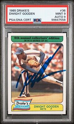 1985 Drake's #36 Dwight Gooden Rookie RC PSA Mint 9 Auto 9 | eBay