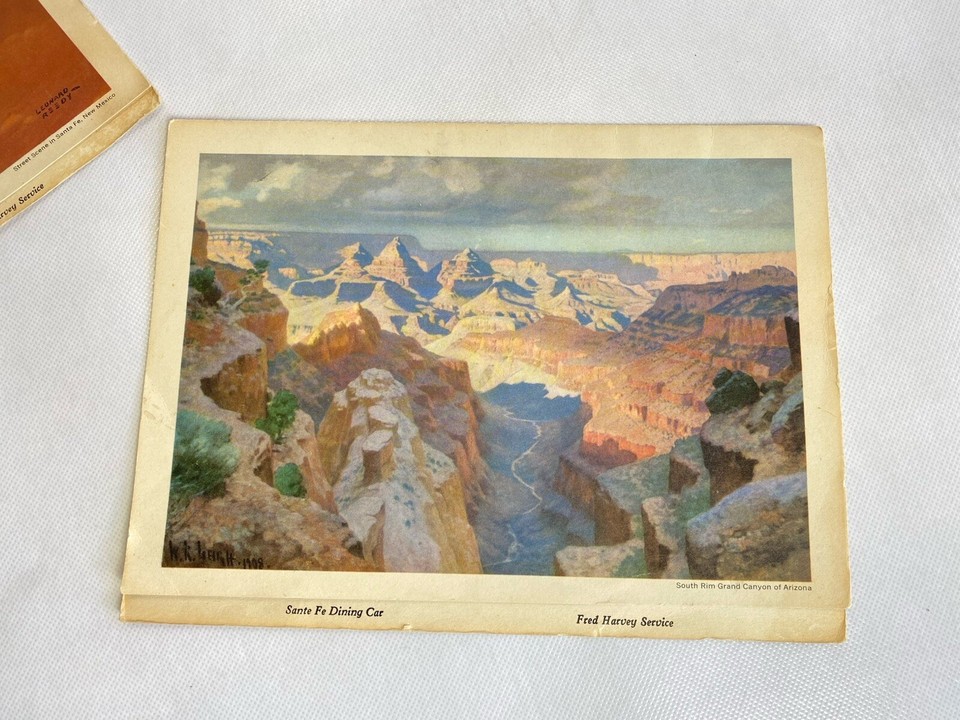 2-Santa Fe Railroad Dining Car Menu Fred Harvey-Grand Canyon-Santa Fe ...