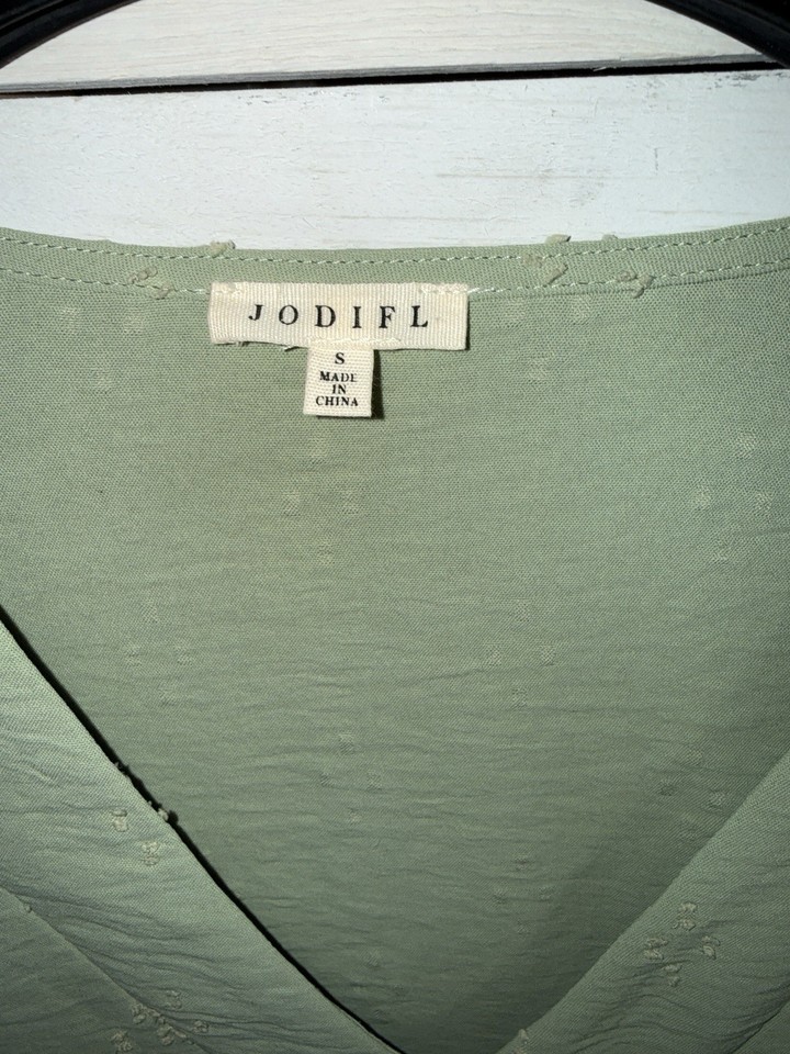 Jodifl Blouse Womens 3/4 sleeve V-Neck, Size Small Flowy Green | eBay
