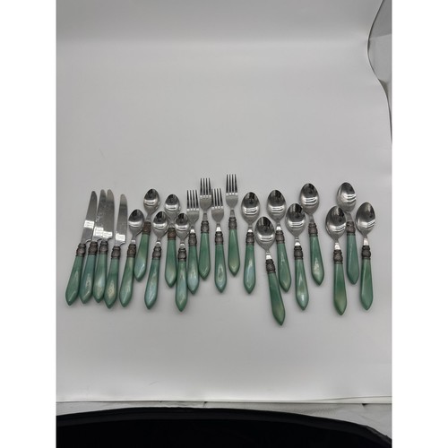 Pioneer Woman Cowgirl Lace Green Pearl Handles Flatware Silverware 21 ...