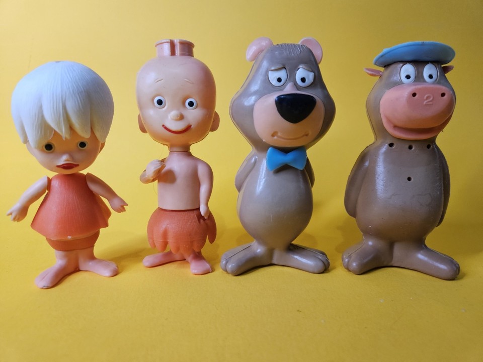 vintage Moplas figures Yogi Bear Boo Boo flintstones bam bam & pebbles ...