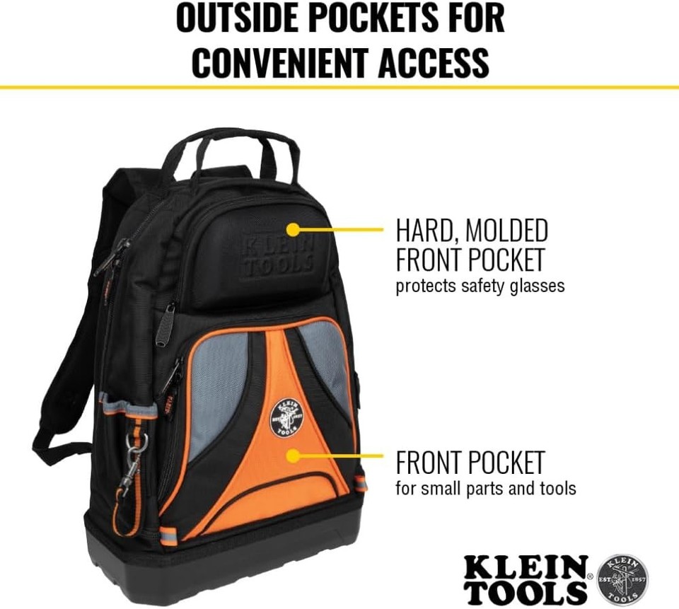 Klein Tools 55421BP-14 Tool Backpack, Heavy Duty Tradesman Pro Large ...