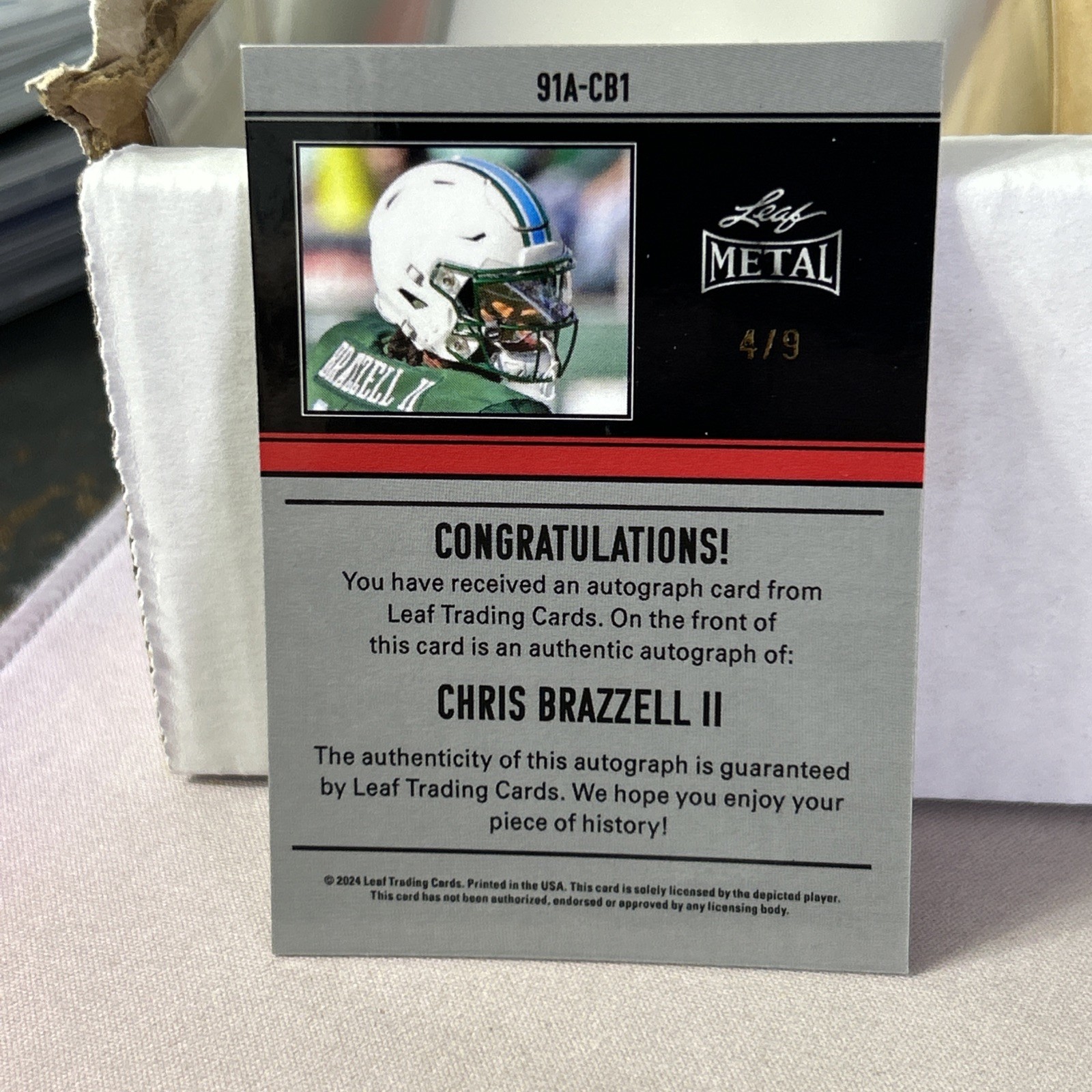2024 Leaf Metal - 1991 Leaf Autographs Chris Brazzell II #91A-CB1 Fire Prismatic /9 (AU, RC) for ...