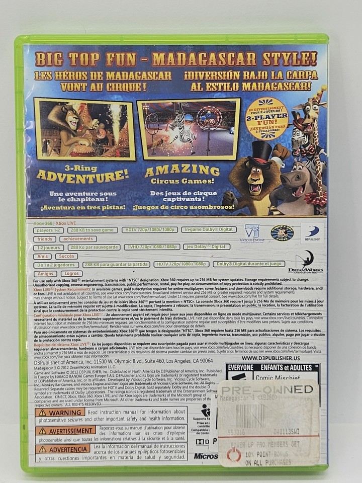 Xbox 360 Madagascar 3 The Video Game Pre-owned Good Condition | eBay