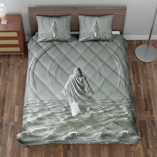 Jesus Walking on Water Quilt Bedding Set, Christian Comforter Cover ...