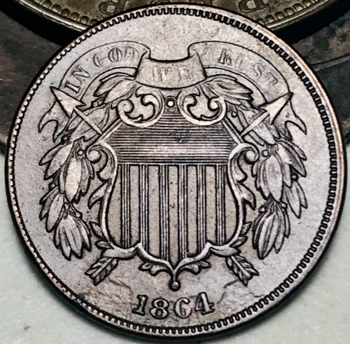 1864 Two Cent Piece 2C FULL MOTTO Ungraded Civil War Date US Copper ...