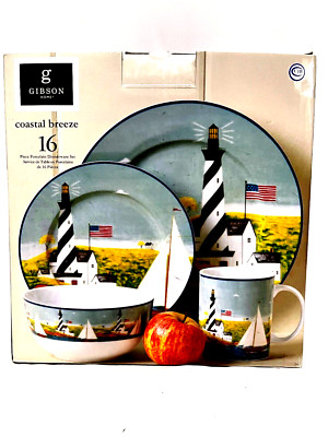 Warren Kimble Coastal Breeze Light House (16 Piece Set Service For 4 ...
