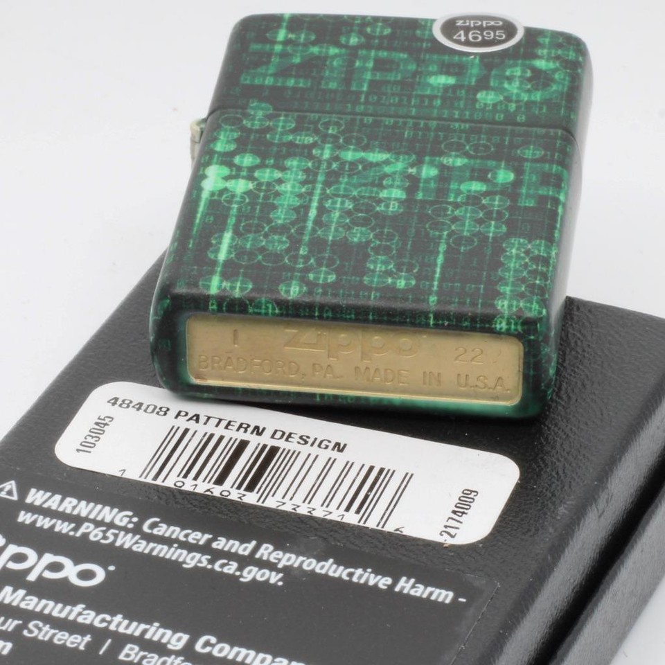 Zippo Green Matrix Pattern Design , 540° Color Wrap, Windproof Lighter ...