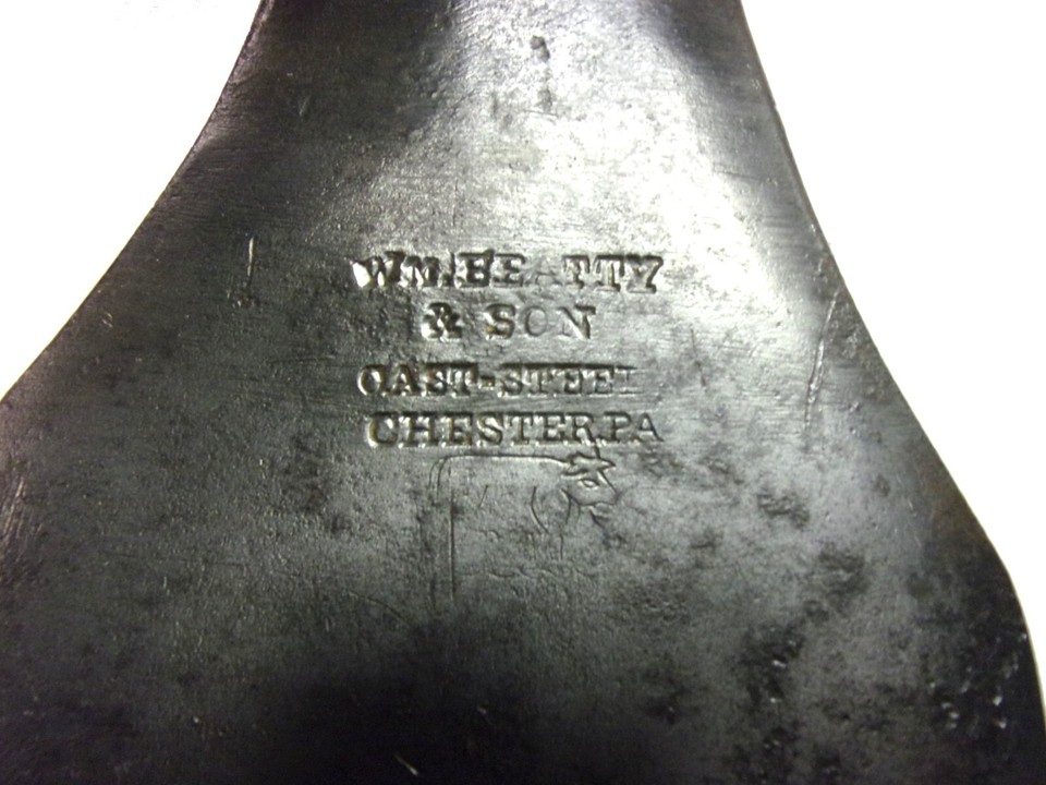Nice Looking Old WM BEATTY & SON Peg Poll Shipwrights Adze Head w/Cow Logo | eBay