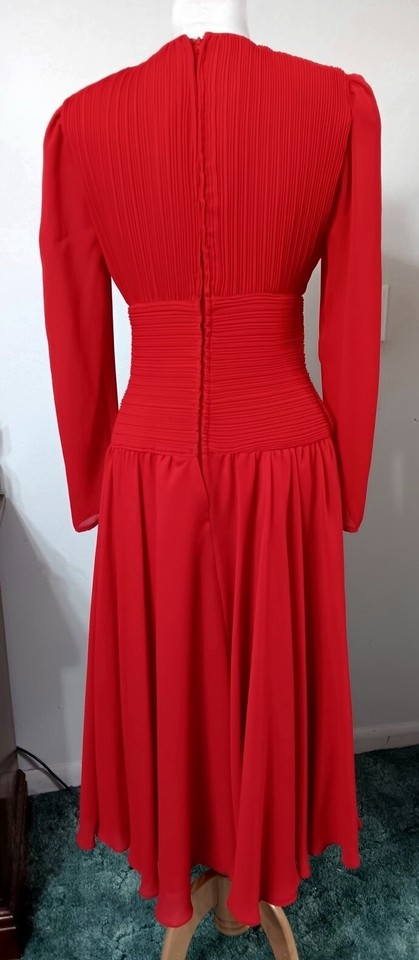 Vintage LESLIE FAY 6 RED Dress 1940s Look Evening Formal Ballroom Dance ...