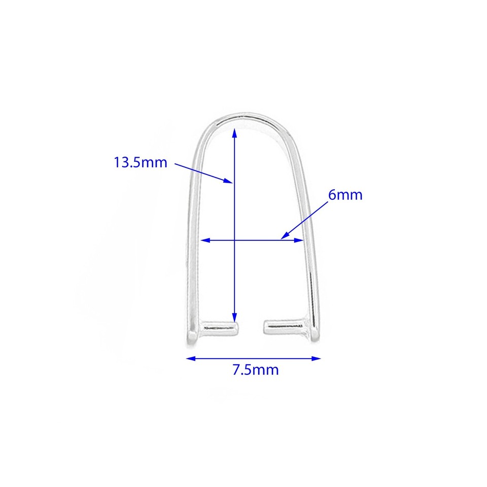 1PC Fine Sterling Silver Pinch Clip Bail Pendant Clasp Slider 16mm ...
