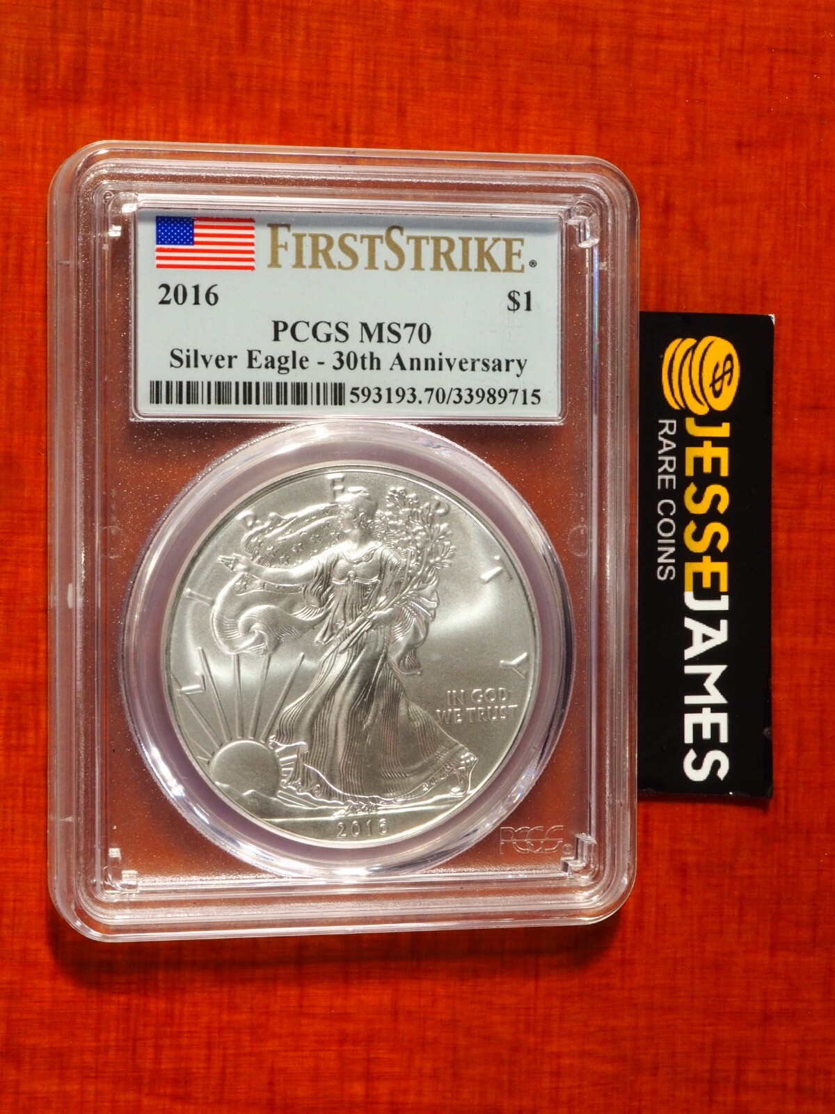 2016 $1 AMERICAN SILVER EAGLE PCGS MS70 FLAG FIRST STRIKE LABEL | eBay
