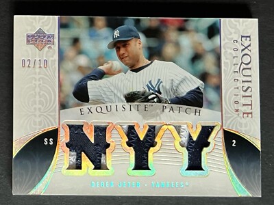 2006 Exquisite Derek Jeter Triple Game Used 3 Color Jersey Patch Jersey ...