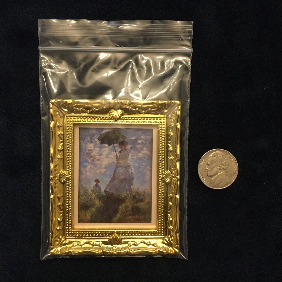 AirAds Dollhouse 1:12 miniature wall painting Monet Woman with a ...