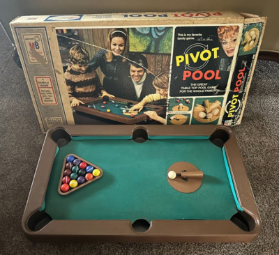 Vintage Milton Bradley Pivot Pool Table Top Game 1972 Complete W ...