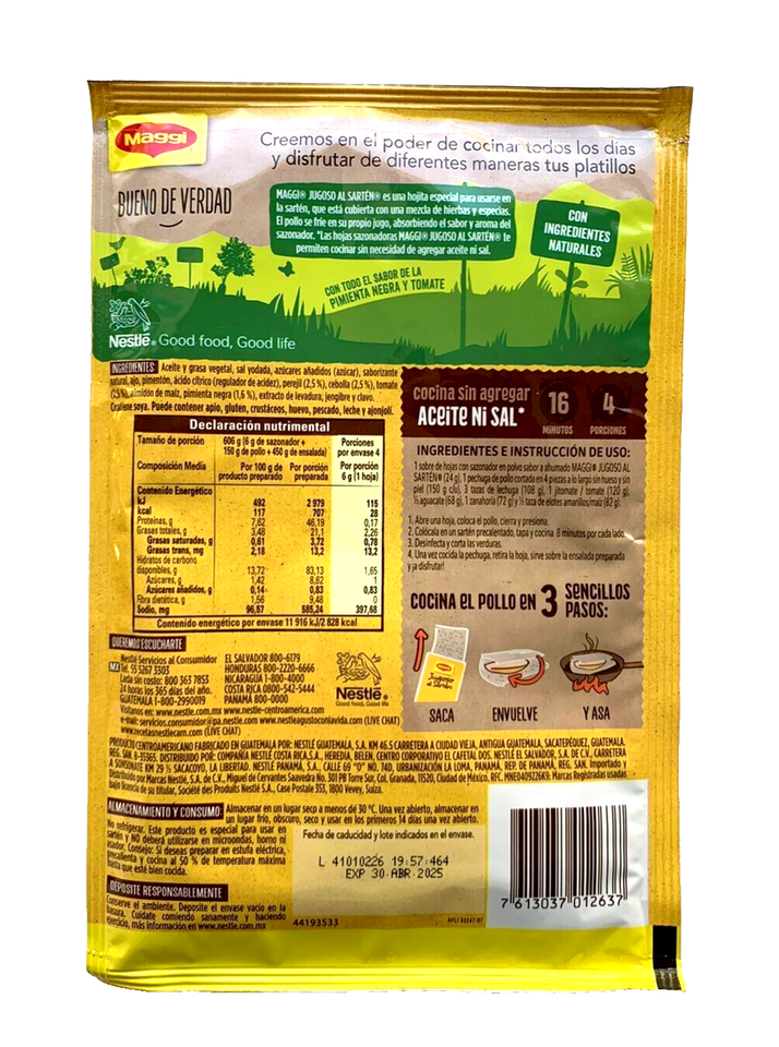 4-Pk Maggi Jugoso al Sarten A La Leña 4 Hojas /Maggi Seasoning Sheets ...
