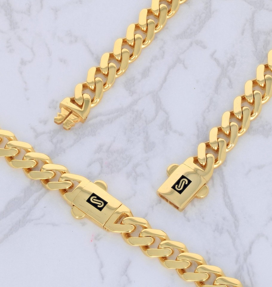 10K Yellow Gold Miami Cuban 5mm Monaco Chain Bracelet Mens Womens 6" 7 ...