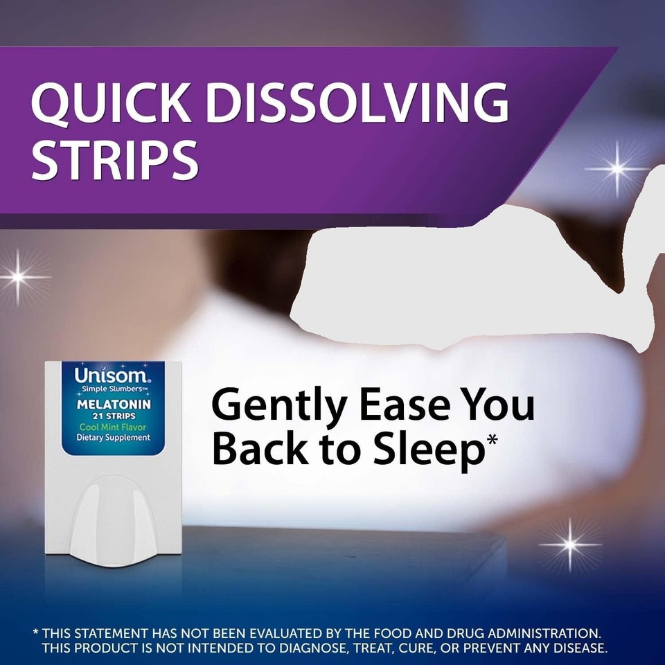 3x Unisom Simple Slumbers Back Return To Sleep Dissolving Strips Sleep ...
