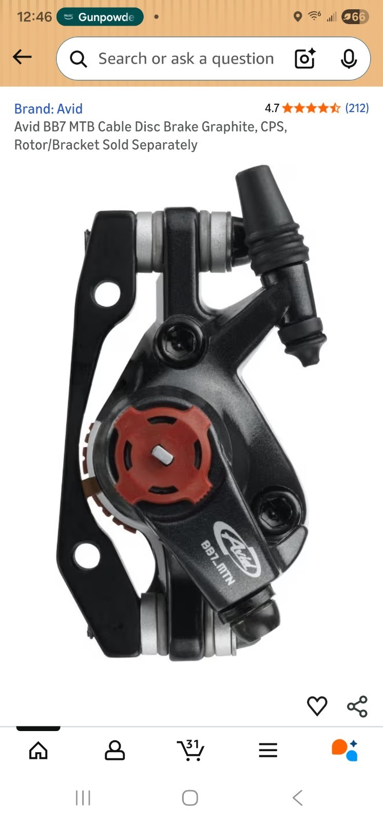 Avid BB7 MTB Cable Disc Brake Graphite | eBay UK