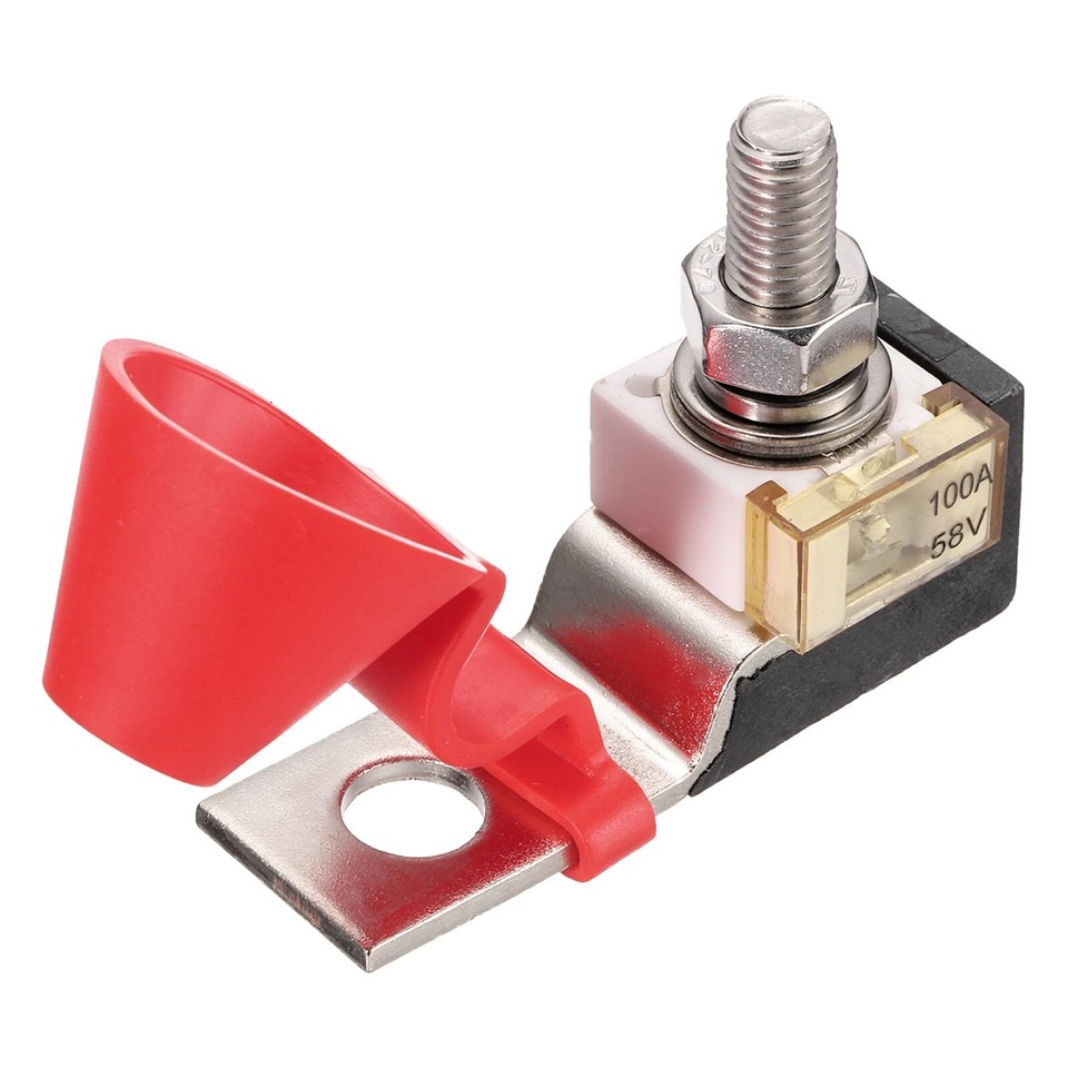DC 100A 58V Terminal Fuse Holder Single Bolt for Off-Grid Solar and RV ...
