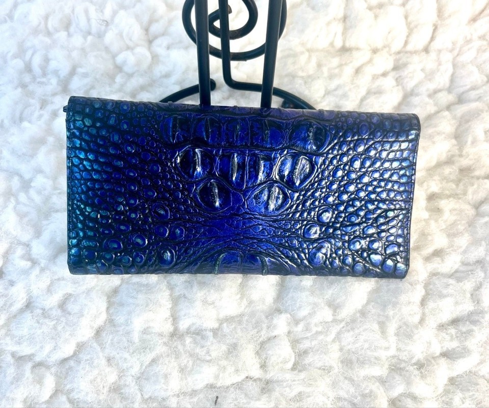 Brahmin Veronica envelope wallet in blue crocodile-embossed leather | eBay