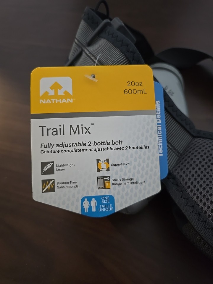 Nathan Trail Mix Hydration Belt w/2 Bottles Running Hiking Adjustable ...