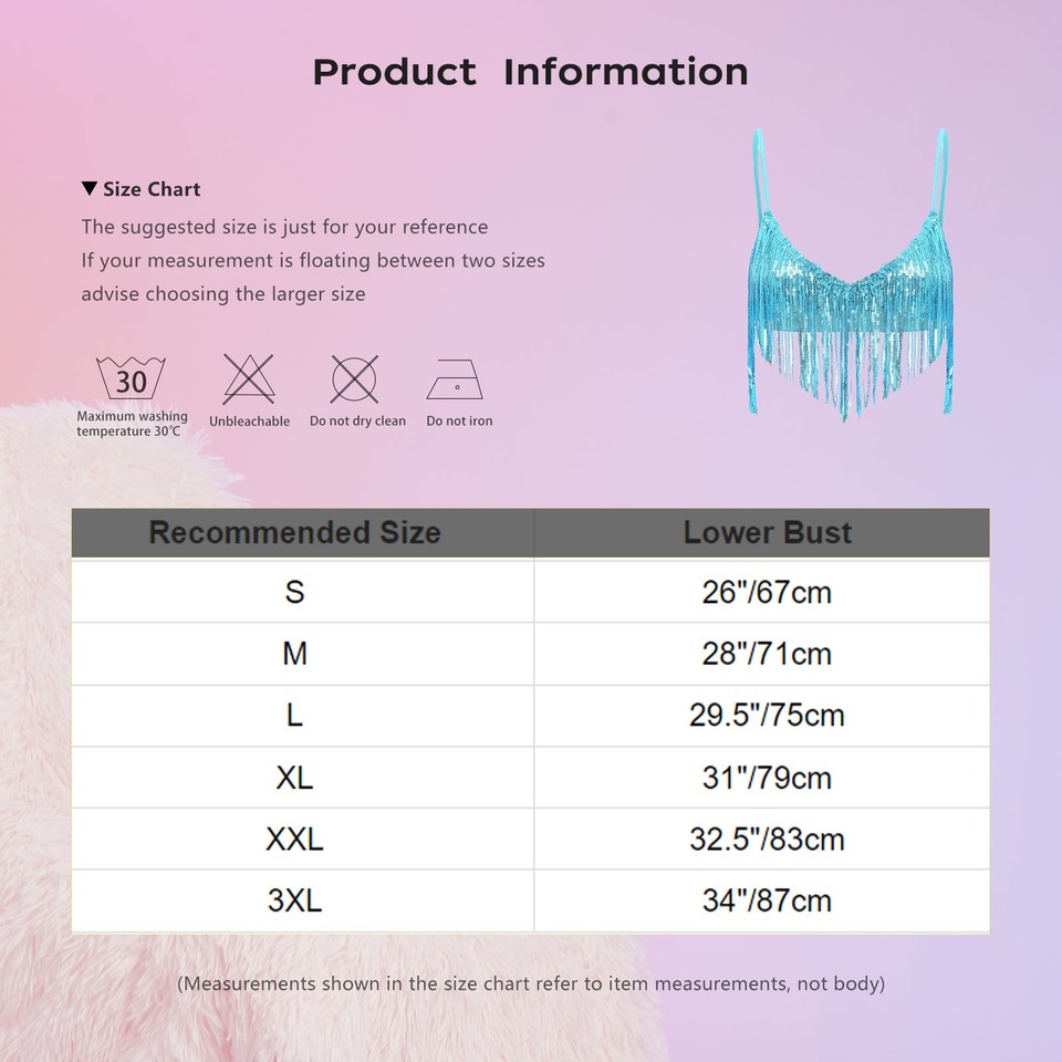 Women's Shiny Sequin Tassel Bra Top Belly Dance Costume Tassel Bralette ...