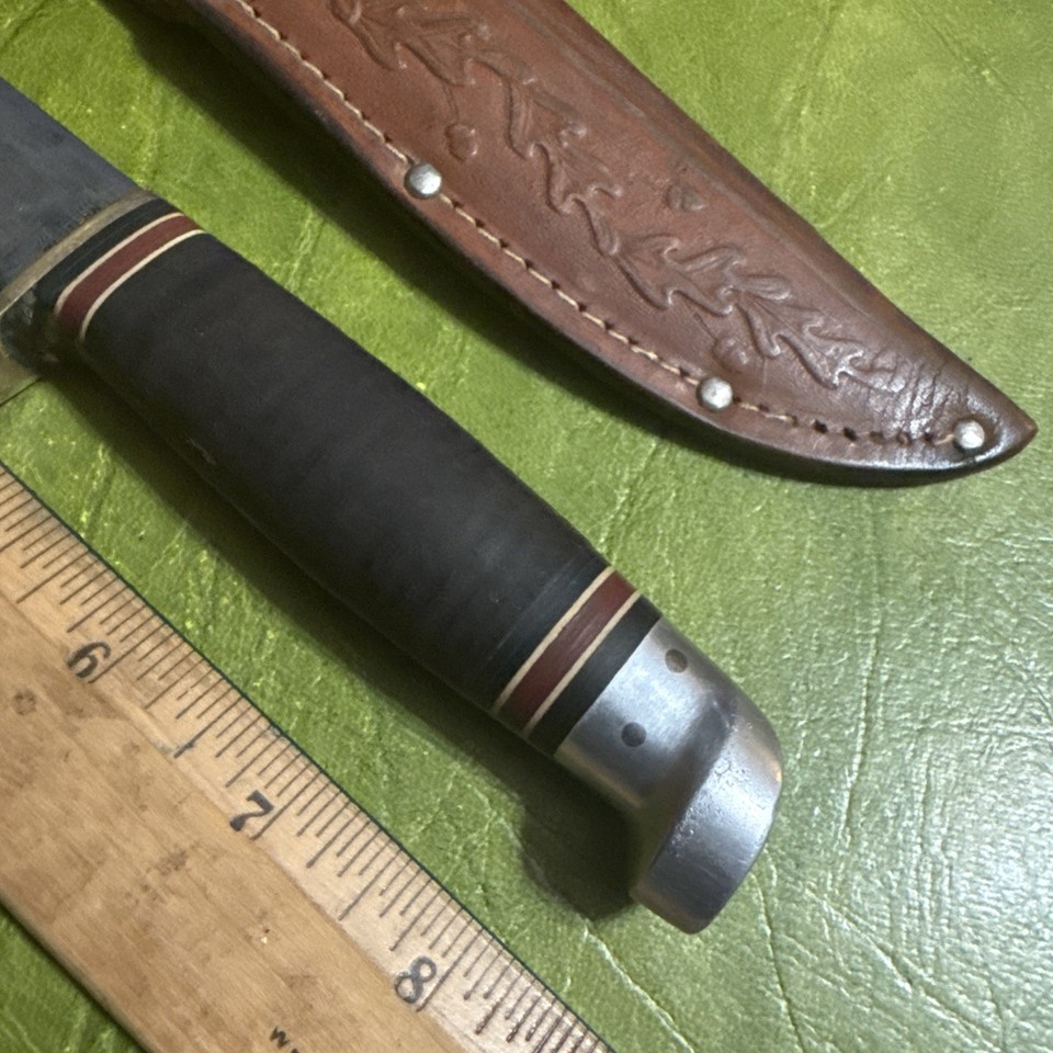 vintage WESTERN BOULDER L66 Hunting Knife w/original Oak Acorn sheath ...