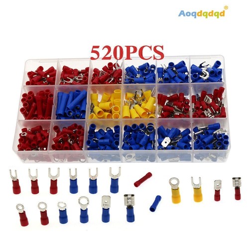 520 PCS Insulated Electrical Wire Splice Terminal Spade/Crimp/Ring ...