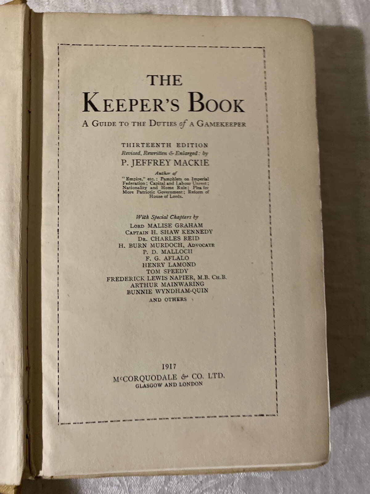 The Keepers Book P Jeffrey Mackie Hardcover Book 1917 | eBay