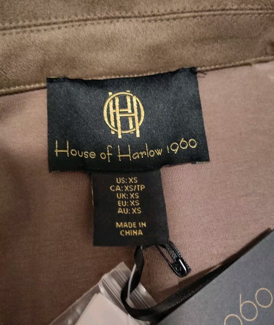 House Of Harlow 1960 Long Coat Woman's Size XS Stretch Brown Faux Fur 2 ...