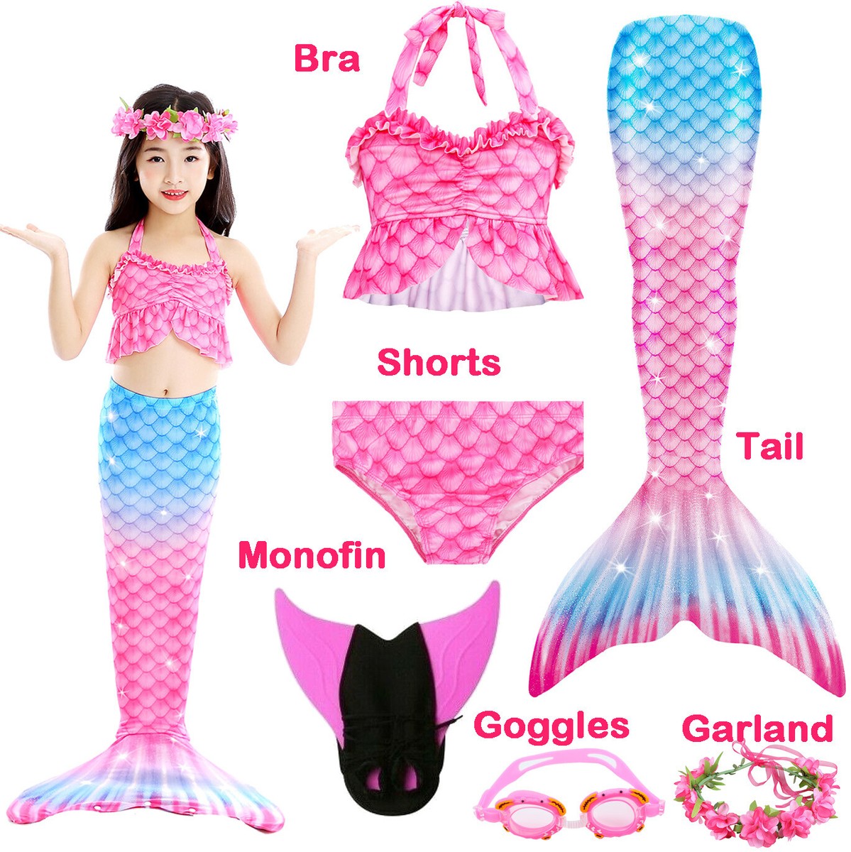 Mermaid Tails For Kids Pink