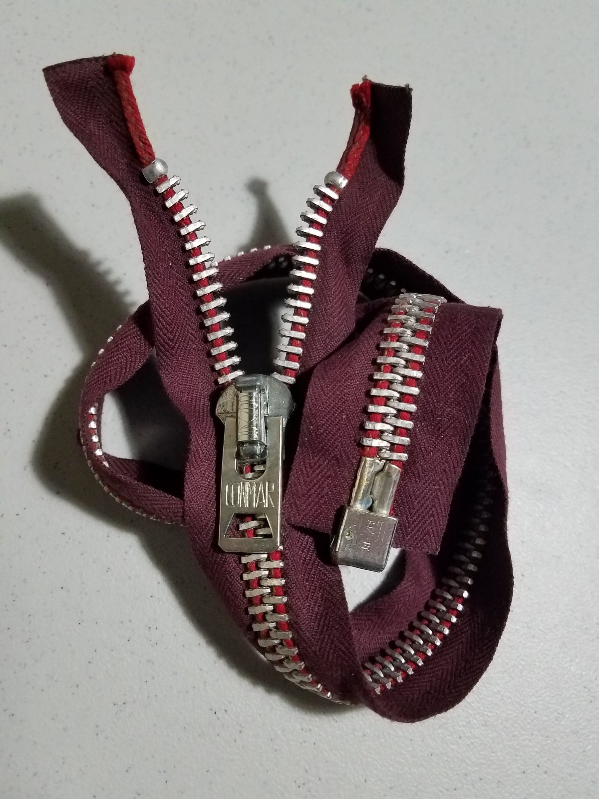 USA/Vtg.1954-65/"CONMAR"ZIPPER#10 SEPARATING/ALUMINUM Metal21"/PLUM ...