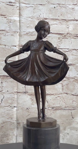 Victorian Era Fashion Little Girl Child Curtsy Curtsying Bronze ...