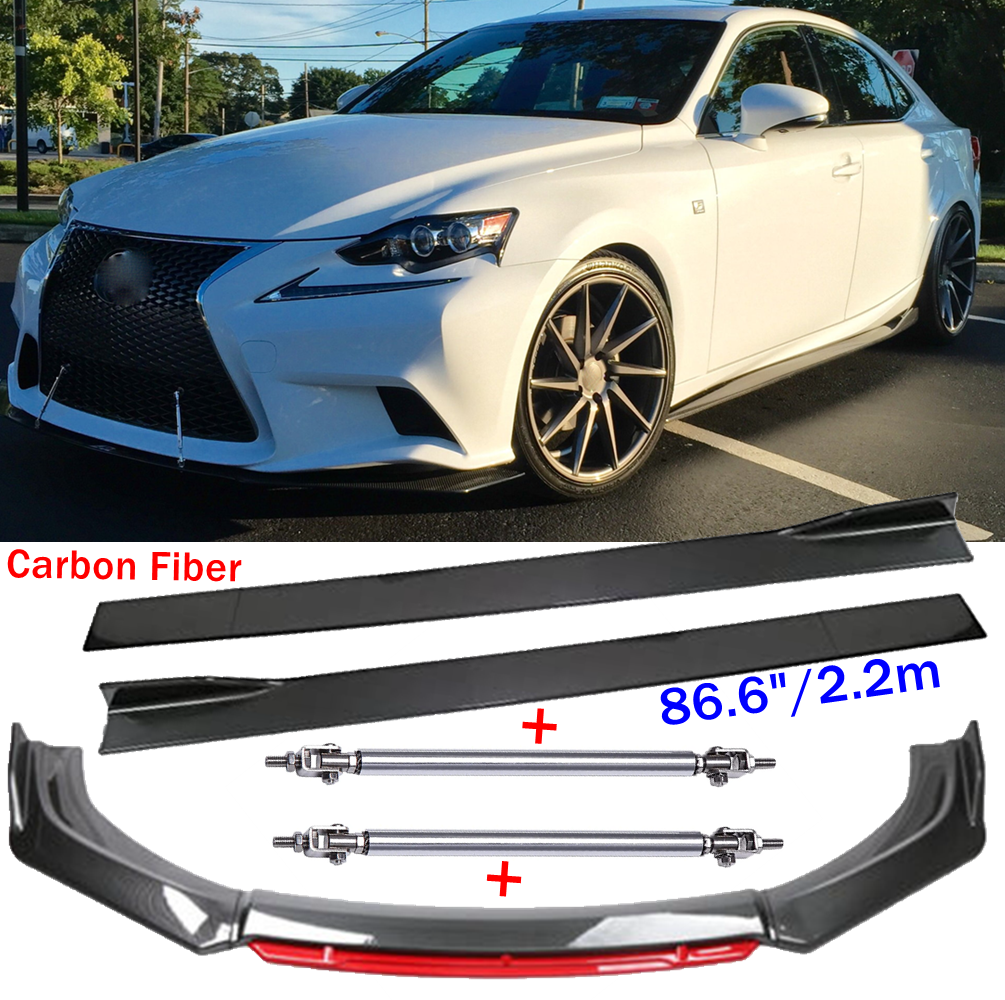 Carbon Fiber Front Bumper Lip Splitter + Side Skirt For Lexus RC F ...