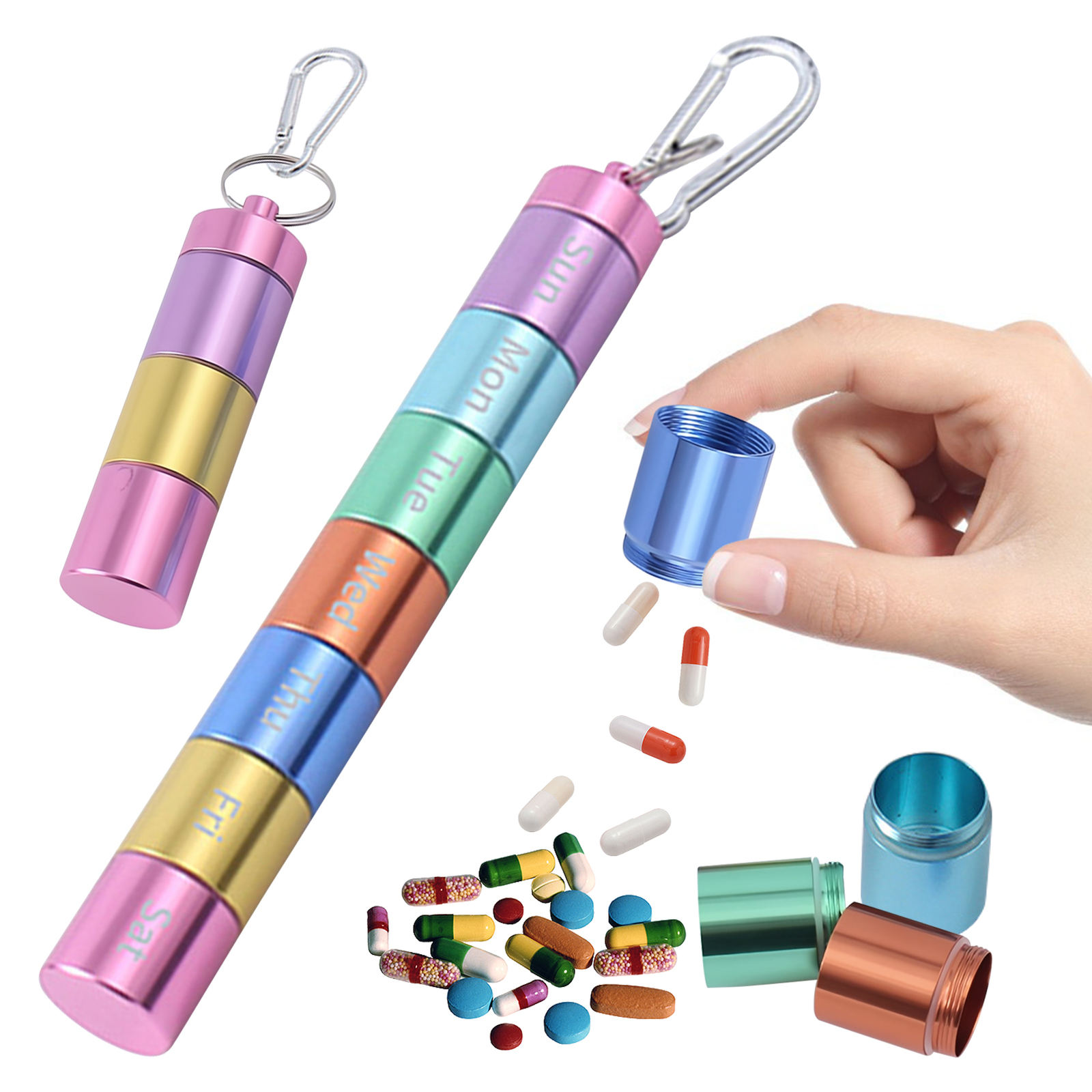 Medicine Storage 7 Day Round Camping Stackable Waterproof Outdoor Pill ...