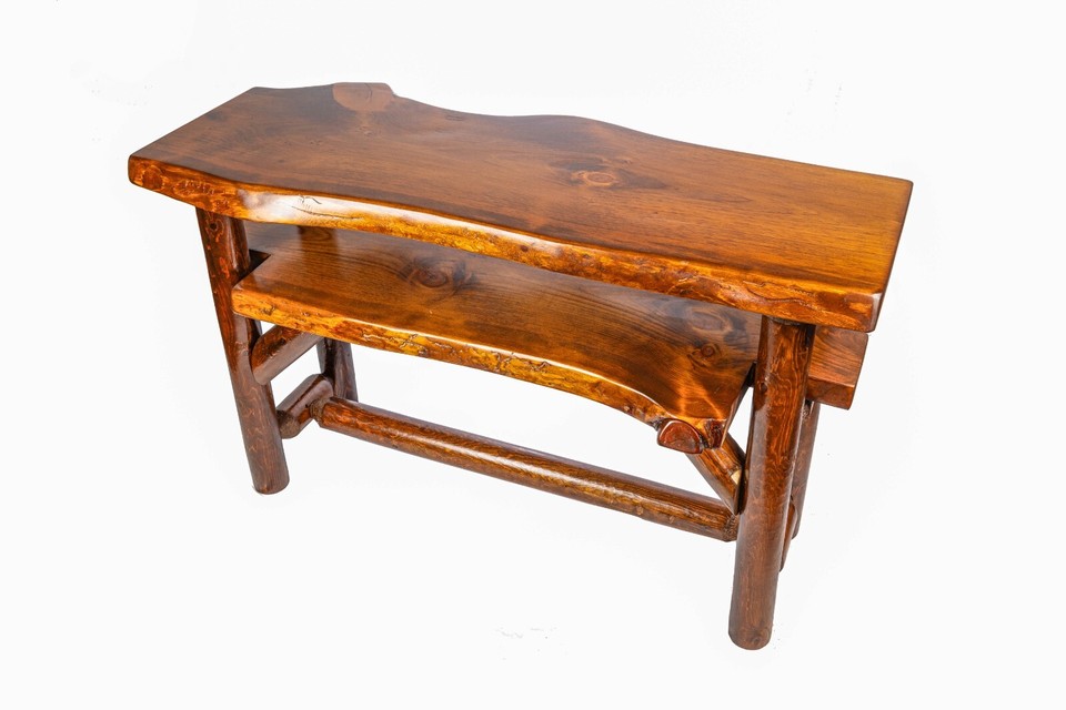 Southern Rustic Logwerks Log Console Table with Shelf Live Edge | eBay